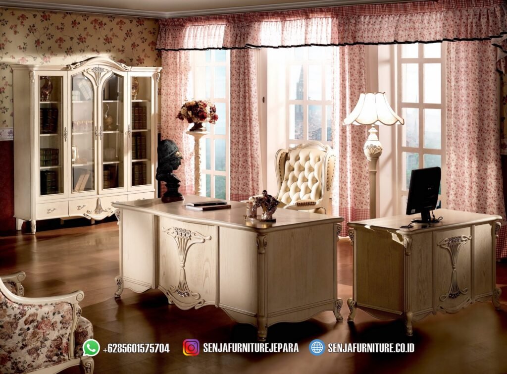 Custom Meja Kerja Klasik Putih Duco Best Quality Furniture