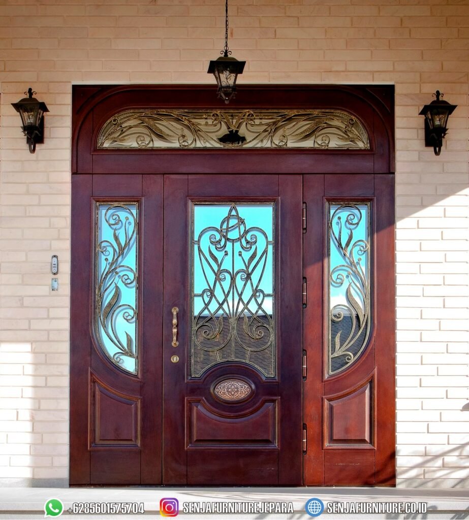 Jual Pintu Rumah Klasik Utama Besi Teak Solid Wood